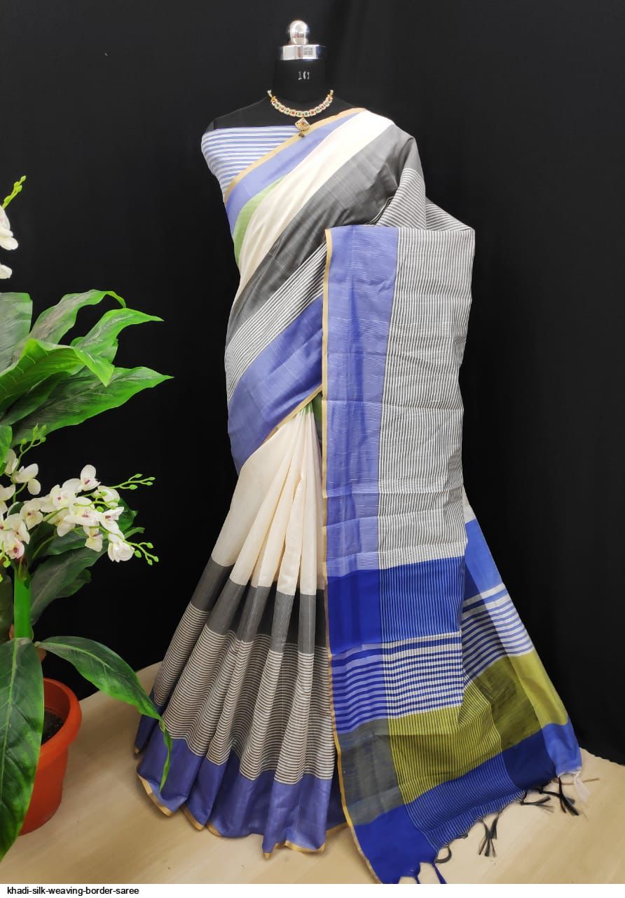 KHADI Silk Weaving Border Saree