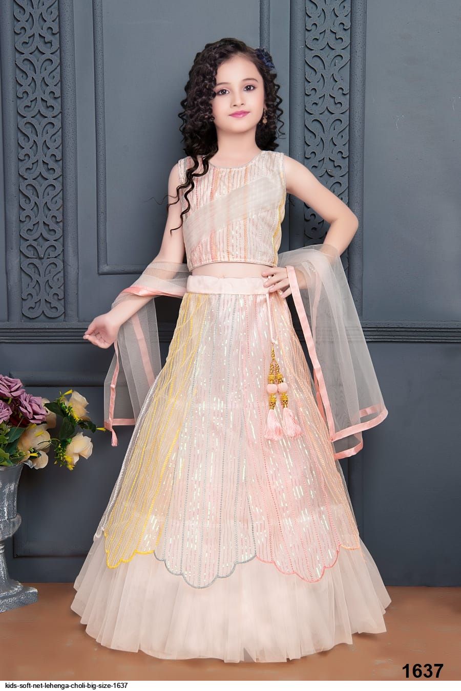 KIDS SOFT NET LEHENGA CHOLI BIG SIZE 1637