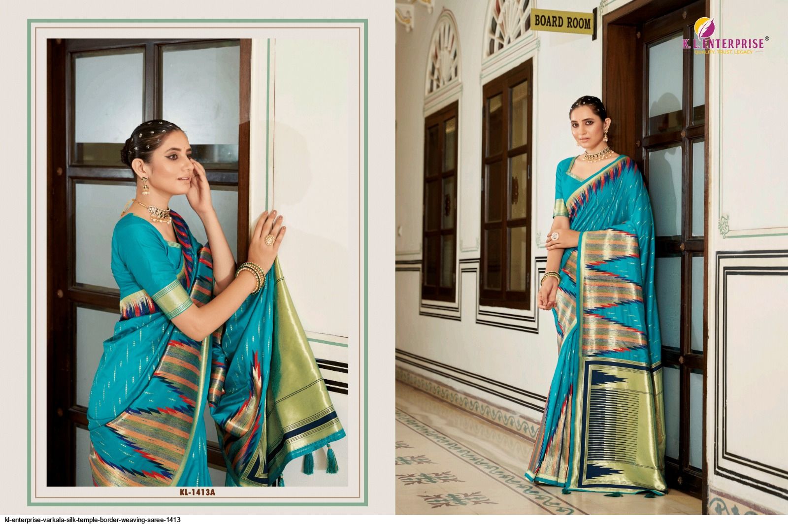 Kl Enterprise Varkala Silk TEMPLE BORDER WEAVING SAREE 1413