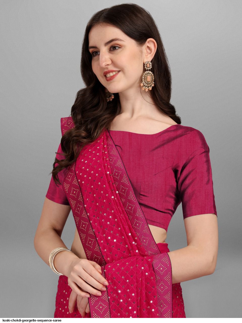 Koski Chokdi Georgette Sequence saree