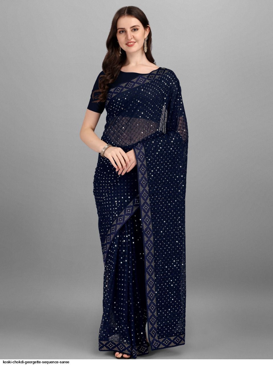 Koski Chokdi Georgette Sequence saree