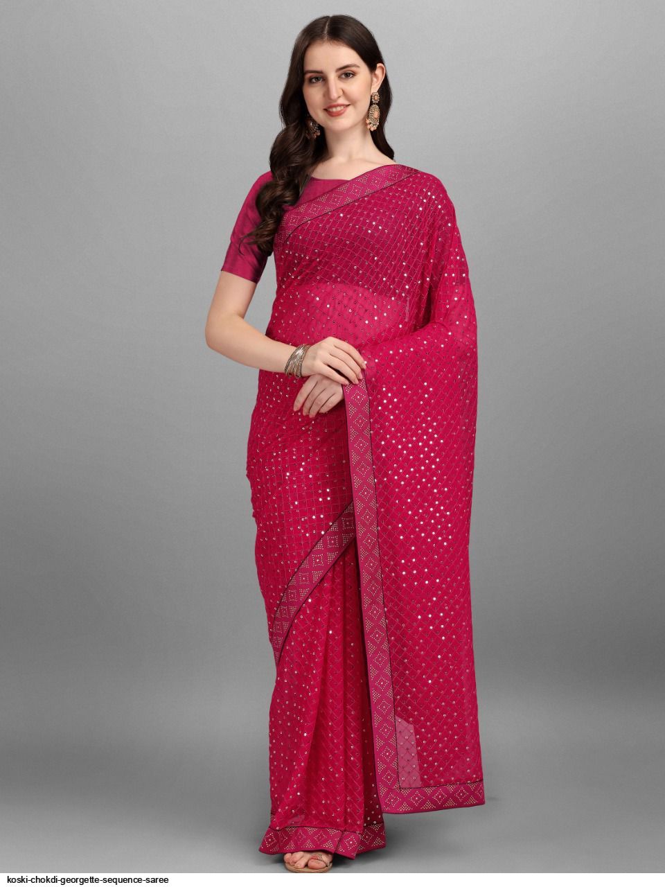 Koski Chokdi Georgette Sequence saree