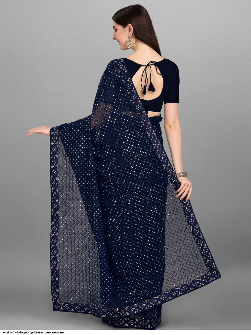 Koski Chokdi Georgette Sequence saree