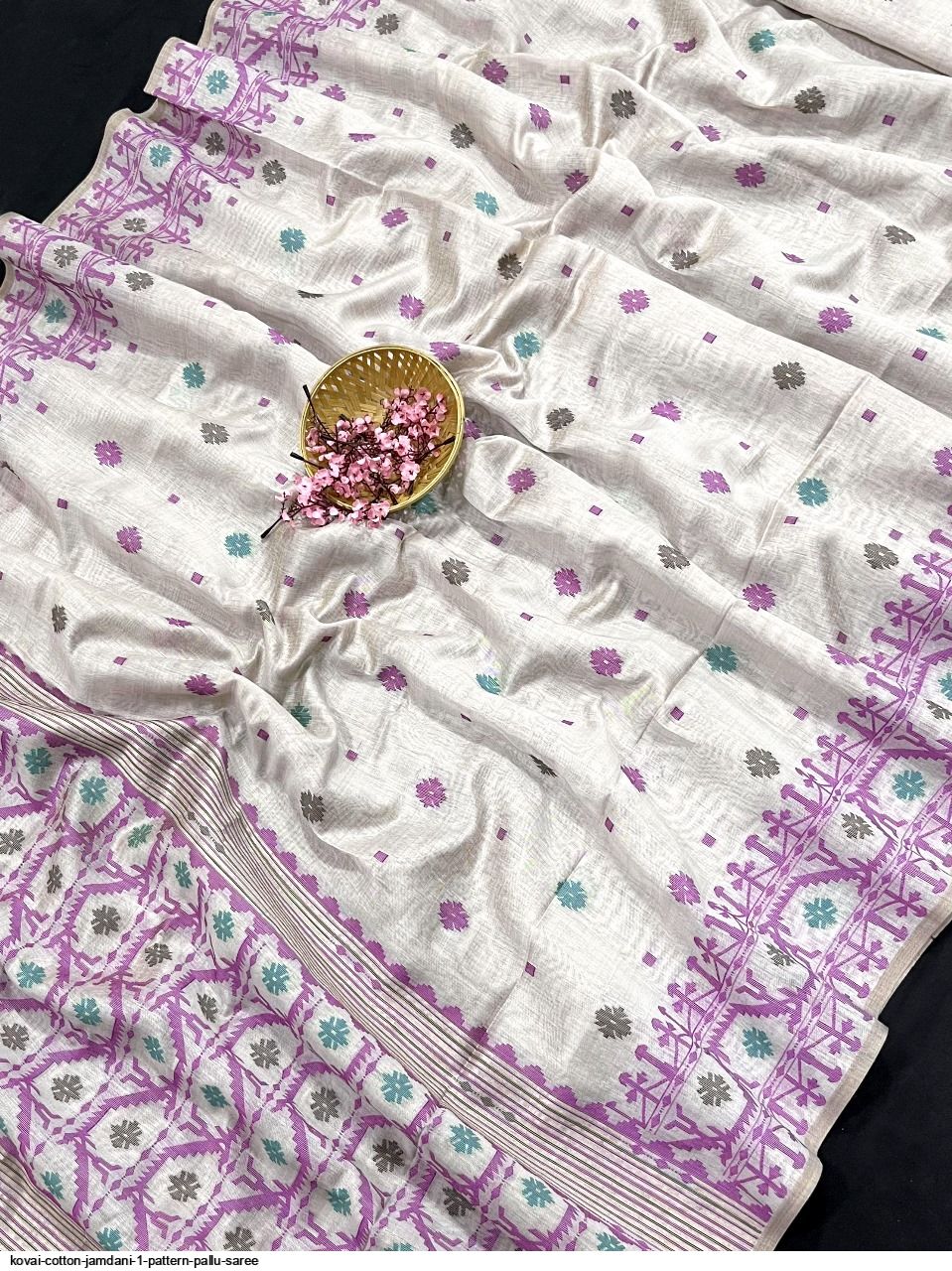 KOVAI COTTON JAMDANI 1 PATTERN PALLU SAREE