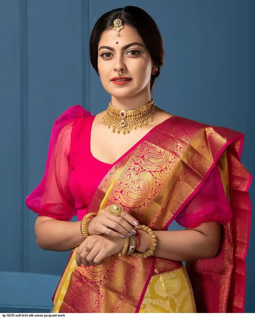 KP-5020 Soft Lichi Silk Saree Jacquard Work