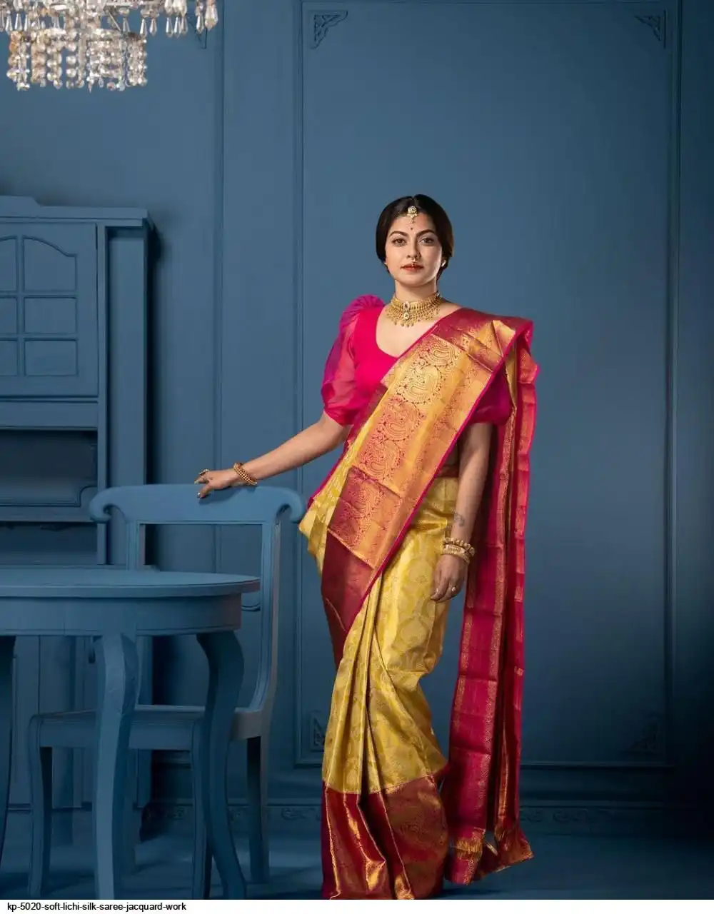 KP-5020 Soft Lichi Silk Saree Jacquard Work