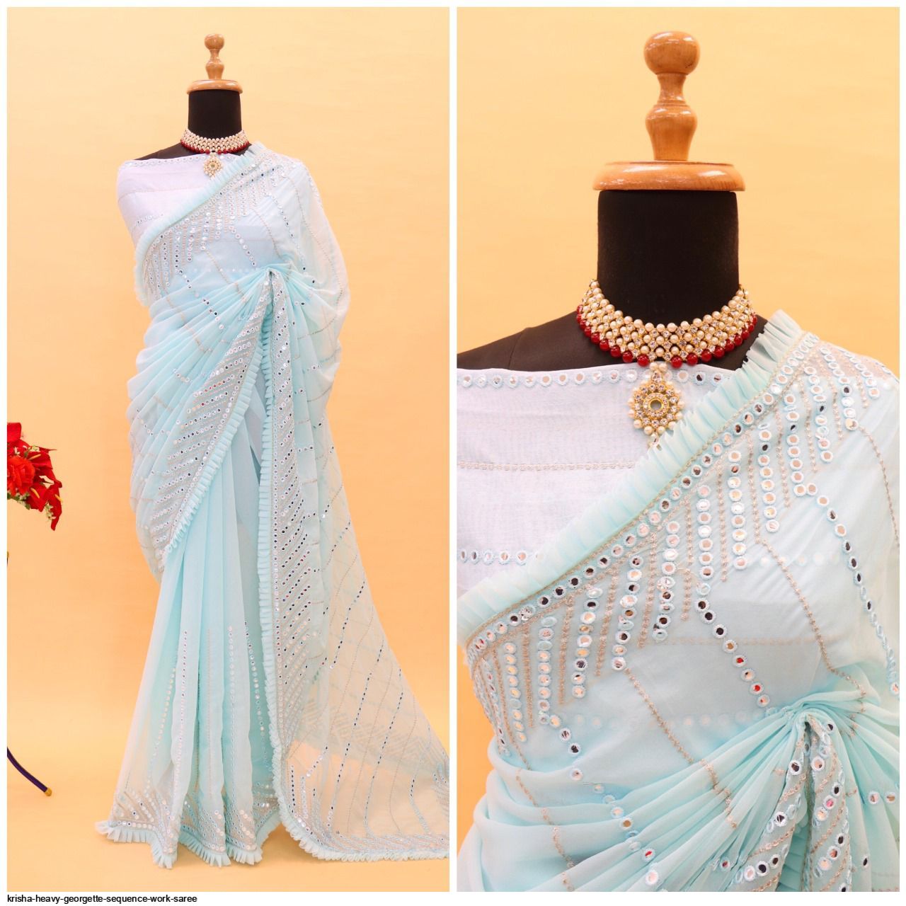 KRISHA HEAVY GEORGETTE SEQUENCE WORK SAREE