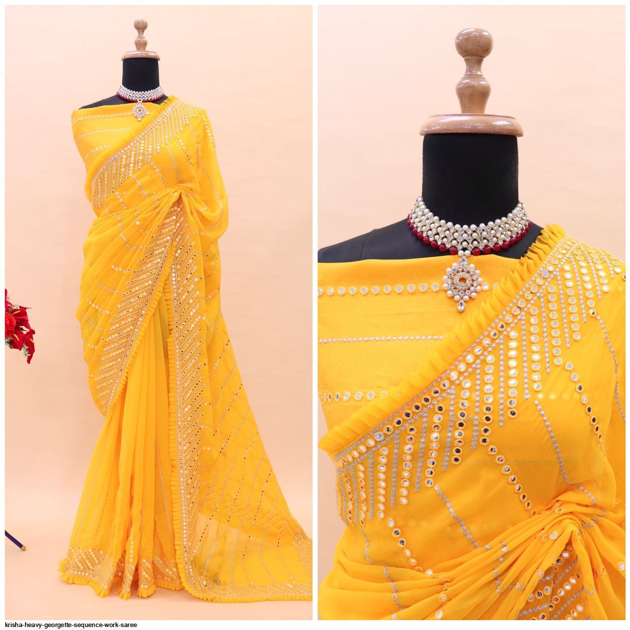 KRISHA HEAVY GEORGETTE SEQUENCE WORK SAREE