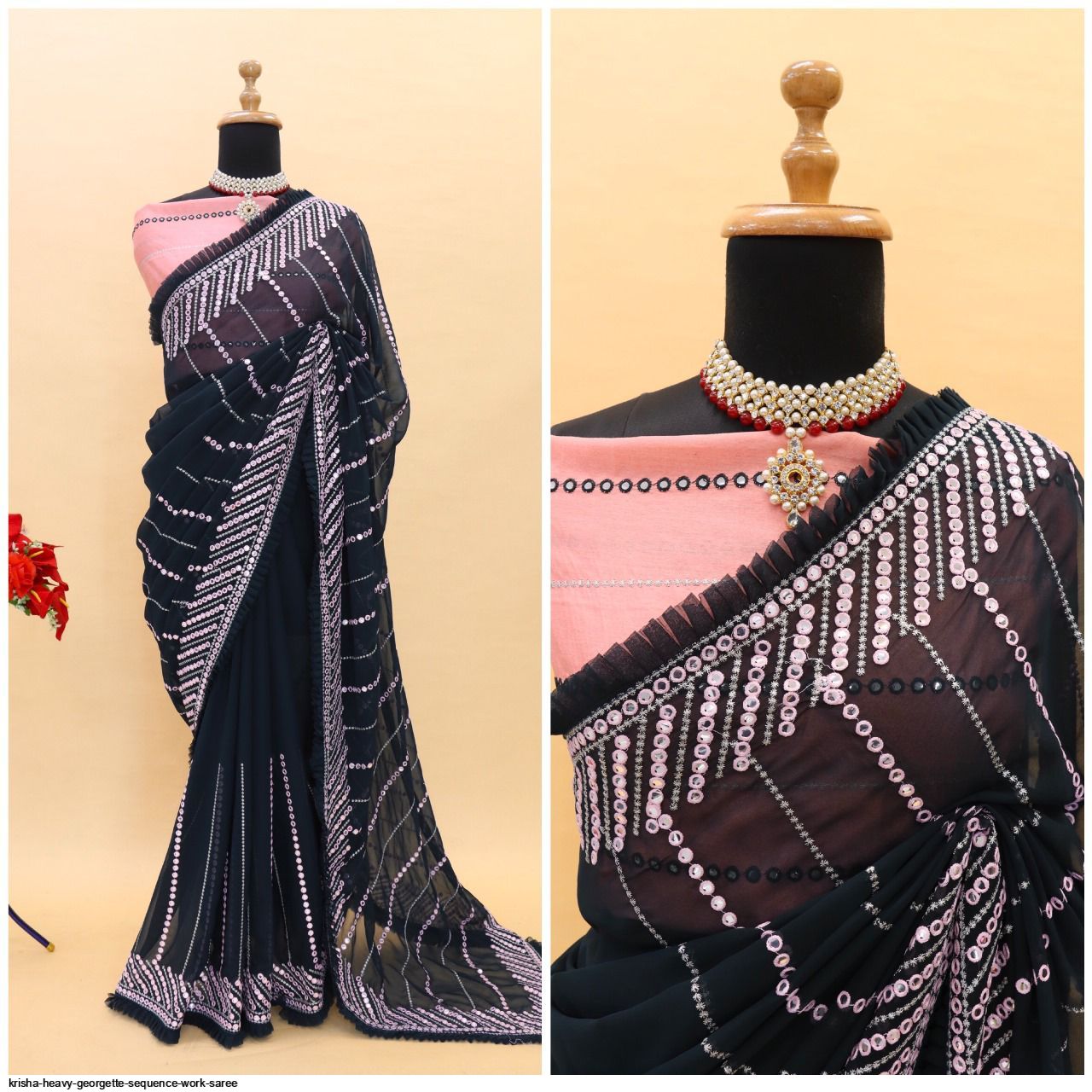 KRISHA HEAVY GEORGETTE SEQUENCE WORK SAREE