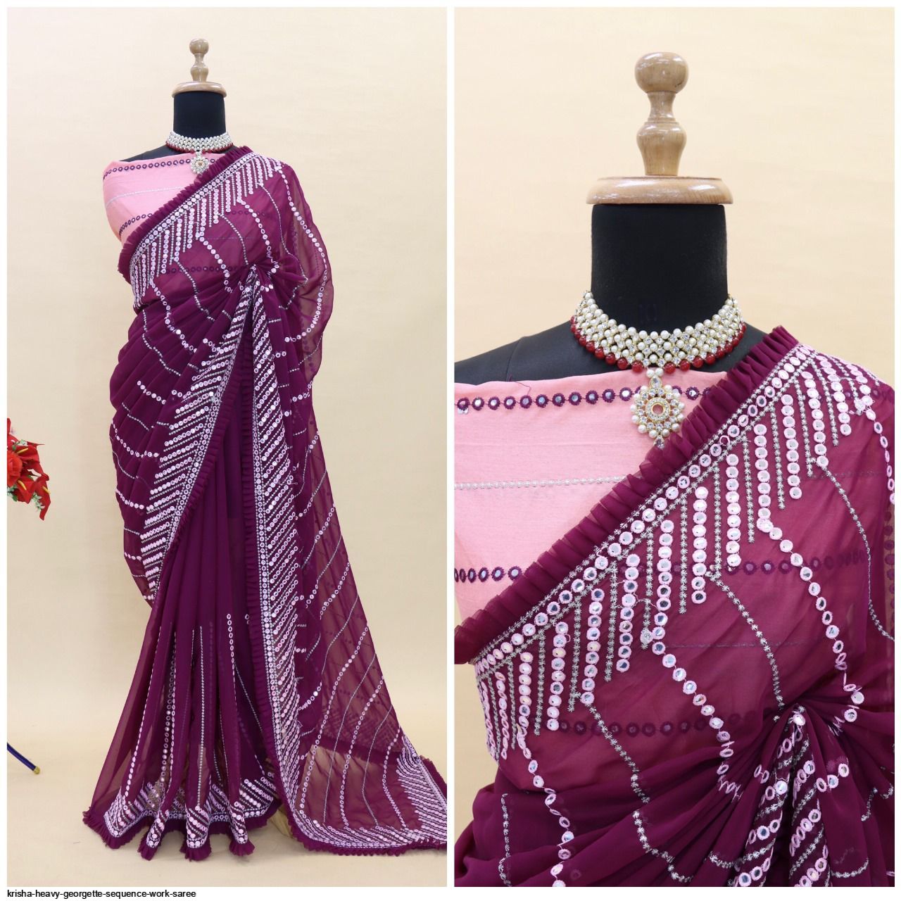 KRISHA HEAVY GEORGETTE SEQUENCE WORK SAREE