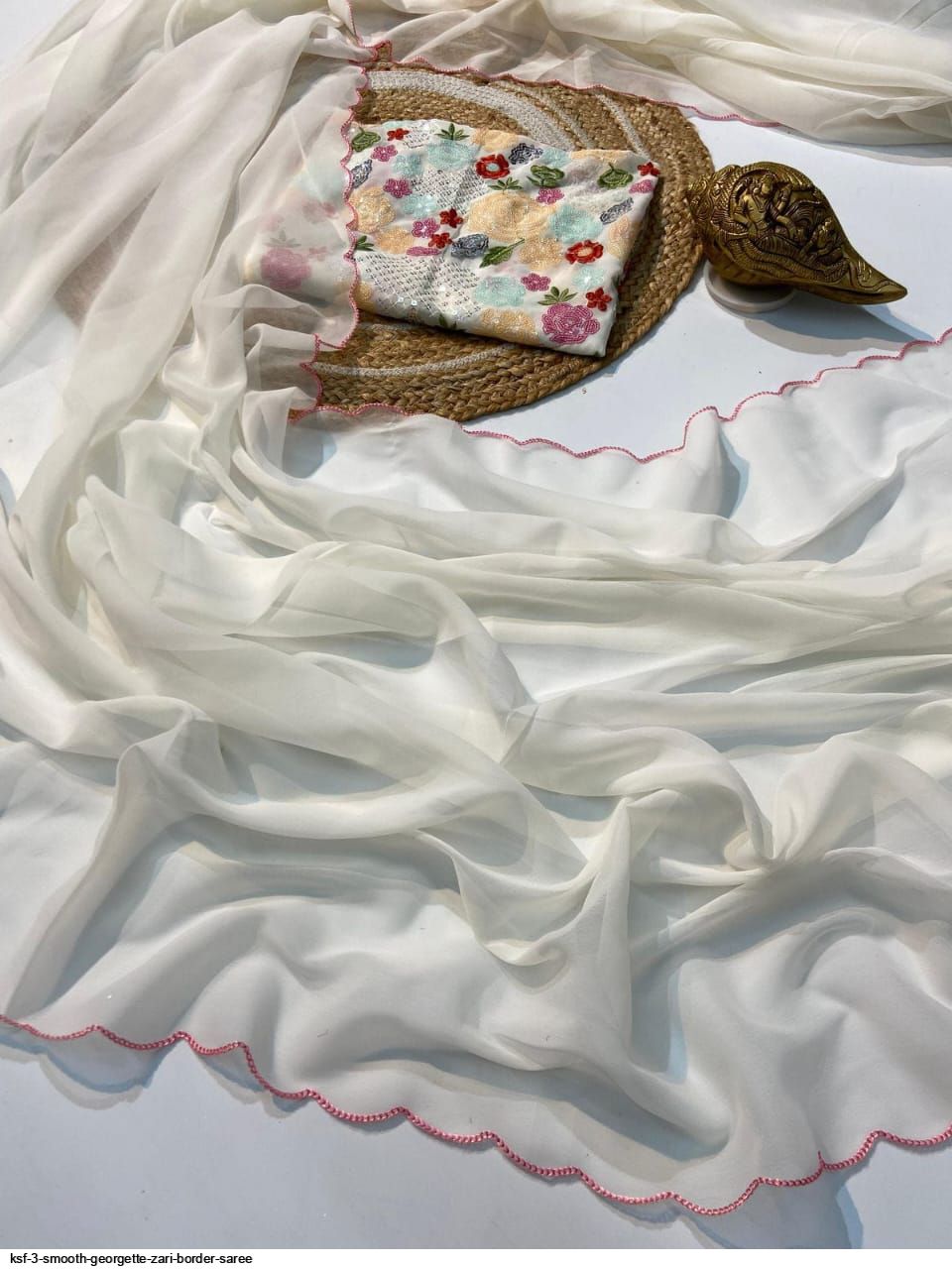 KSF 3 SMOOTH GEORGETTE ZARI BORDER SAREE