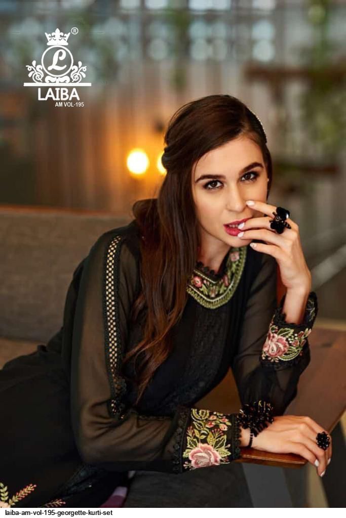LAIBA AM VOL 195 GEORGETTE KURTI SET