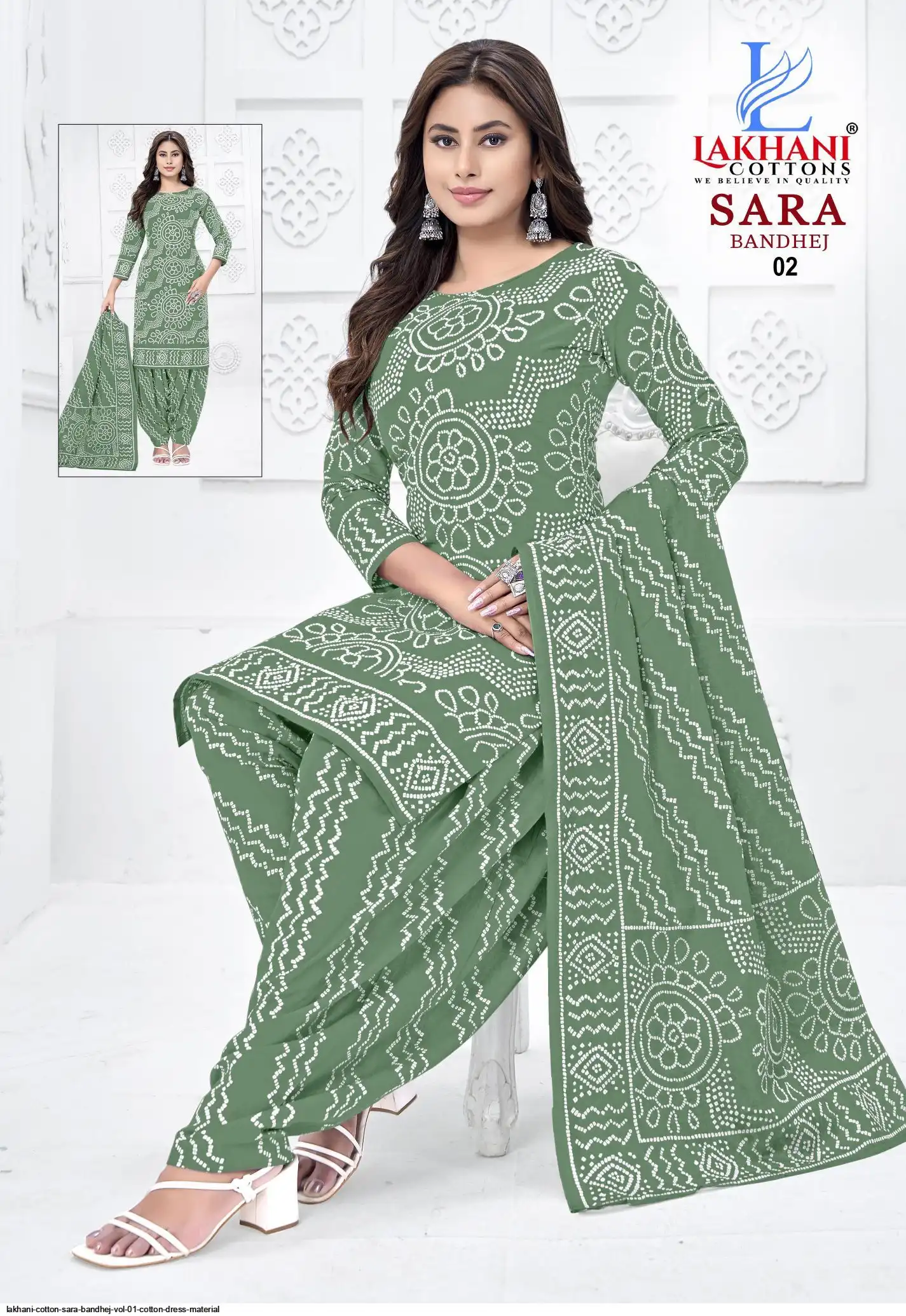 Lakhani Sara Bandhej Cotton Dress Material Wholesale