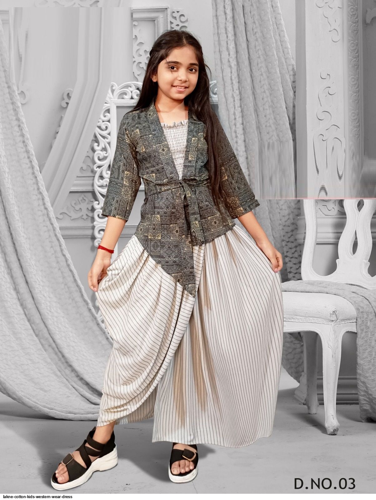 LAKNE cotton kids western wear dress