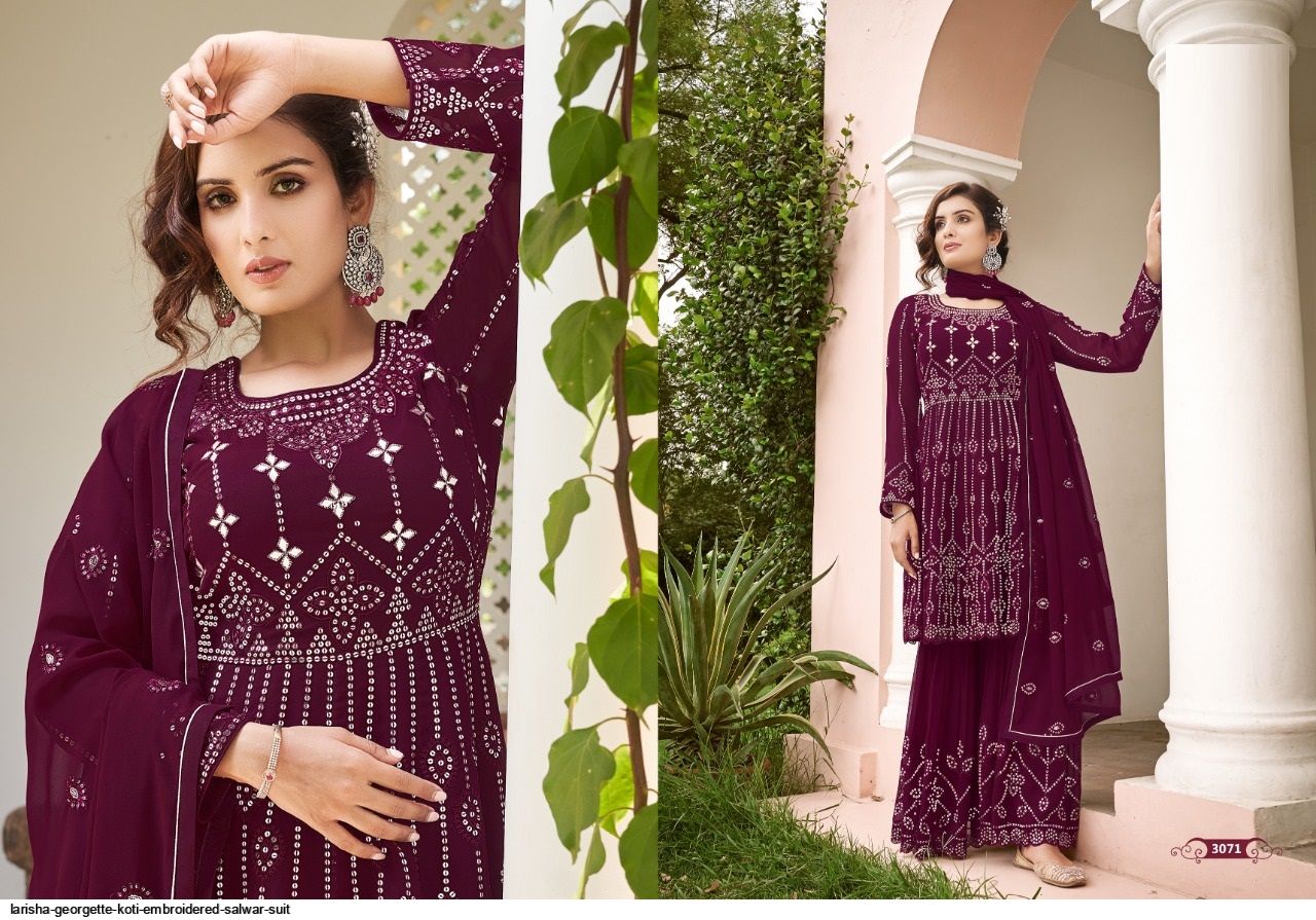 LARISHA GEORGETTE KOTI EMBROIDERED SALWAR SUIT