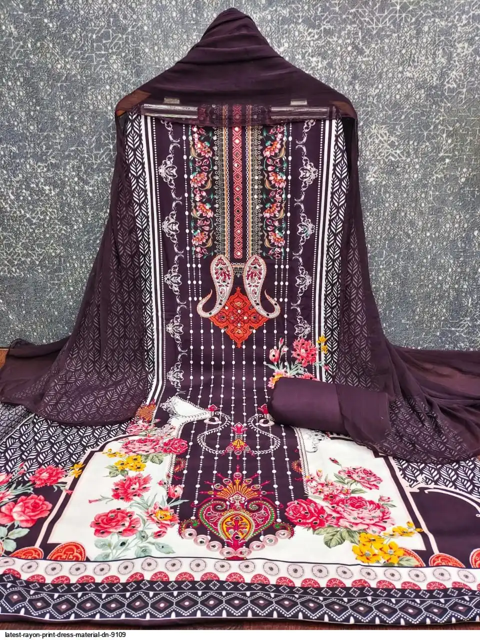 LATEST rayon print DRESS MATERIAL DN 9109