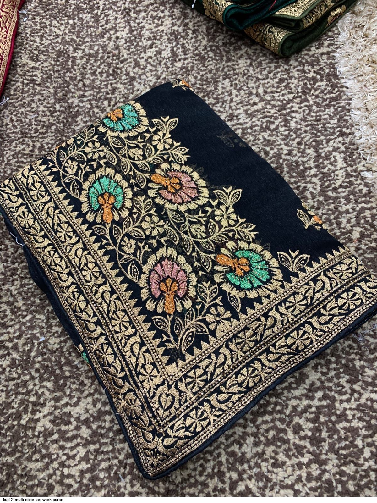 LEAF 2 MULTI COLOR JARI WORK SAREE