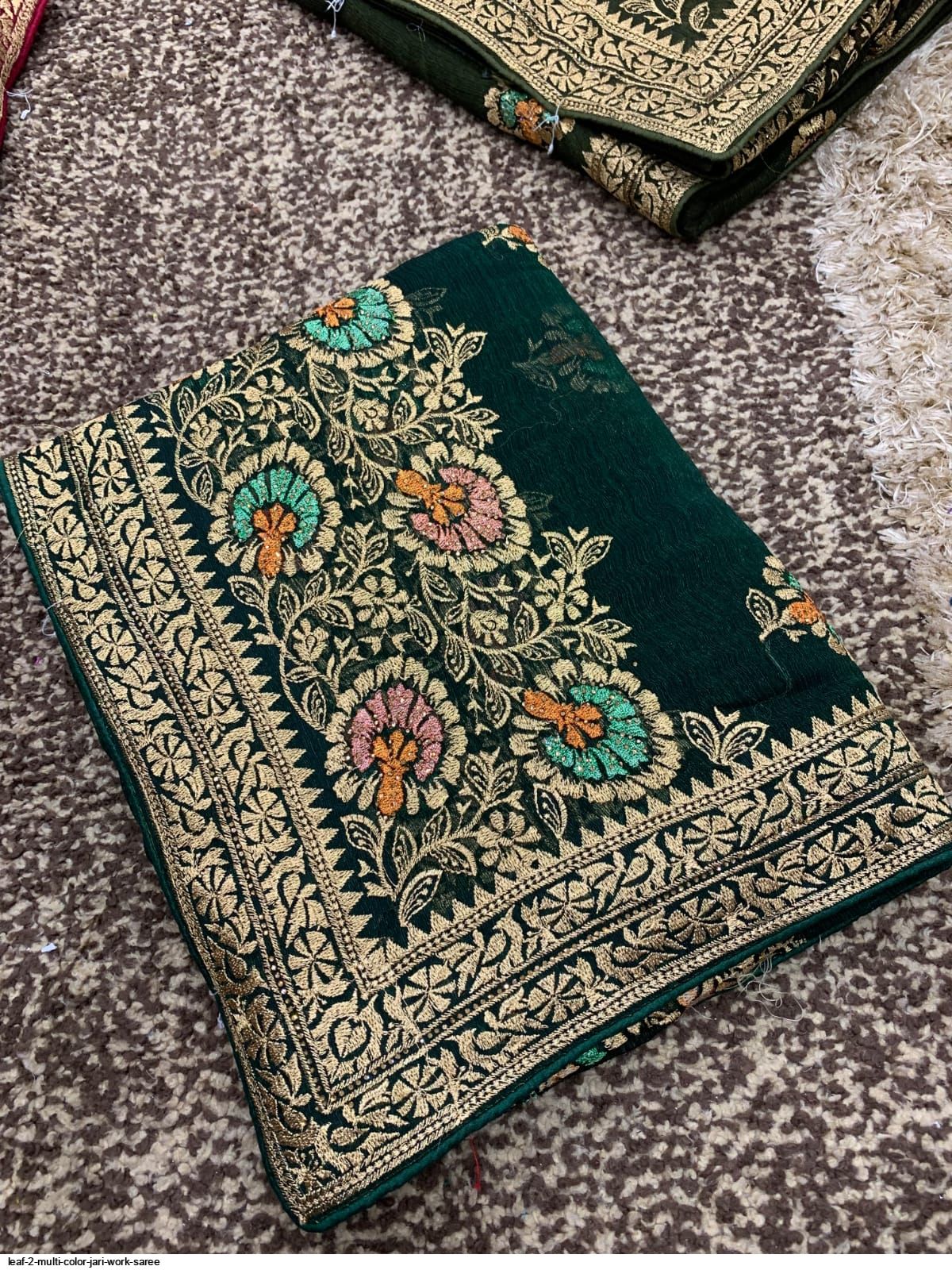 LEAF 2 MULTI COLOR JARI WORK SAREE