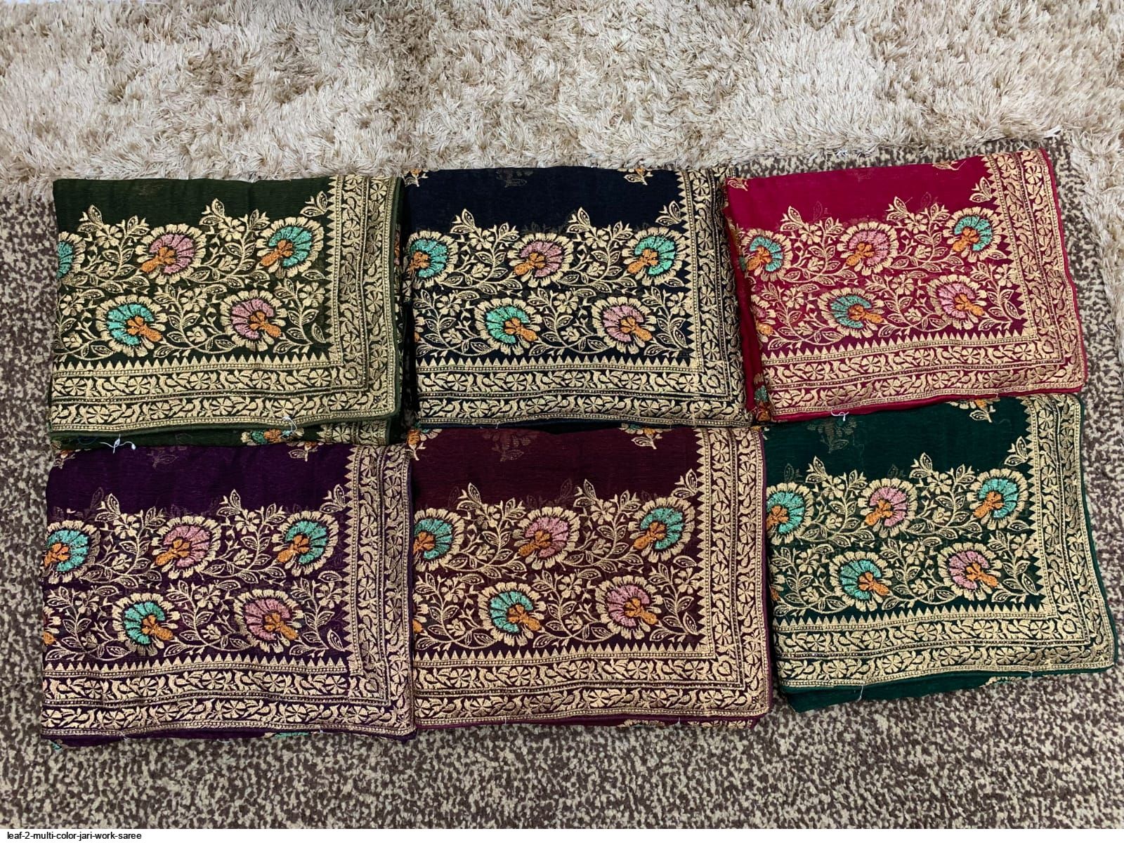 LEAF 2 MULTI COLOR JARI WORK SAREE