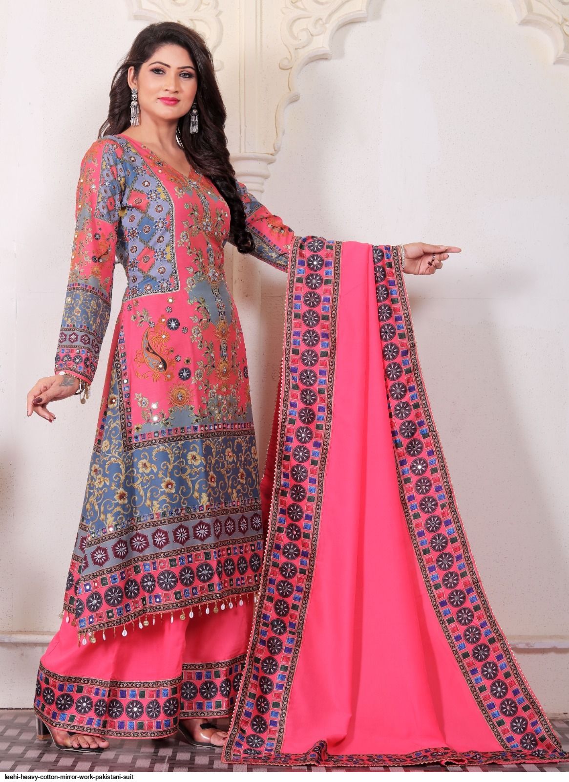 LEEHI HEAVY Cotton Mirror Work PAKISTANI SUIT