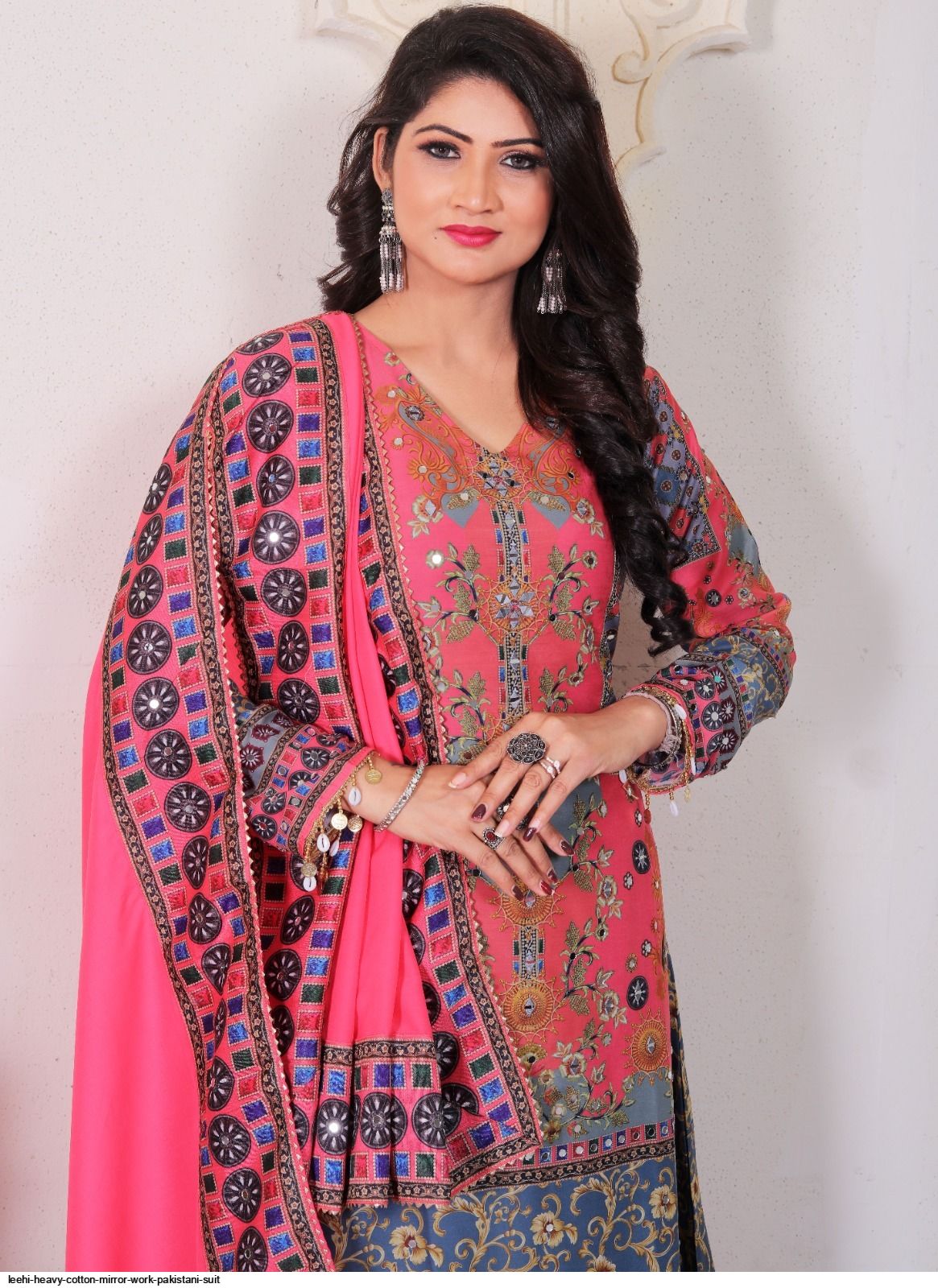 LEEHI HEAVY Cotton Mirror Work PAKISTANI SUIT