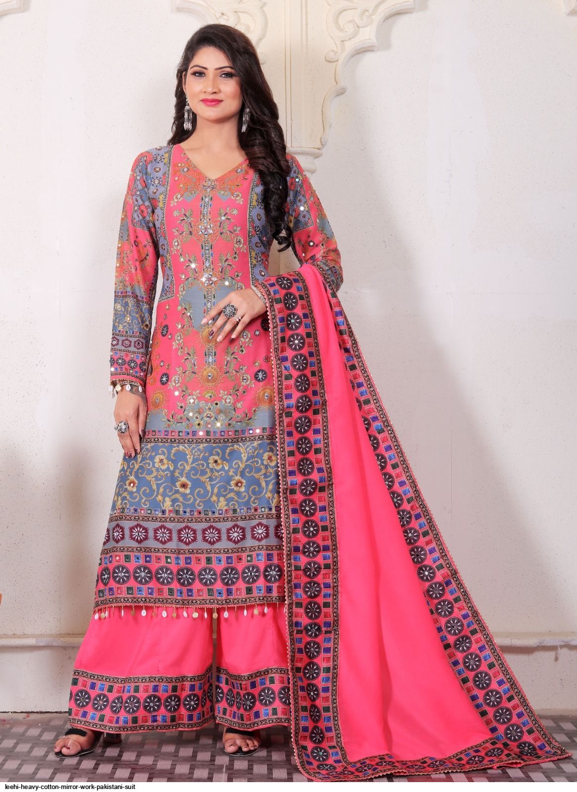 LEEHI HEAVY Cotton Mirror Work PAKISTANI SUIT