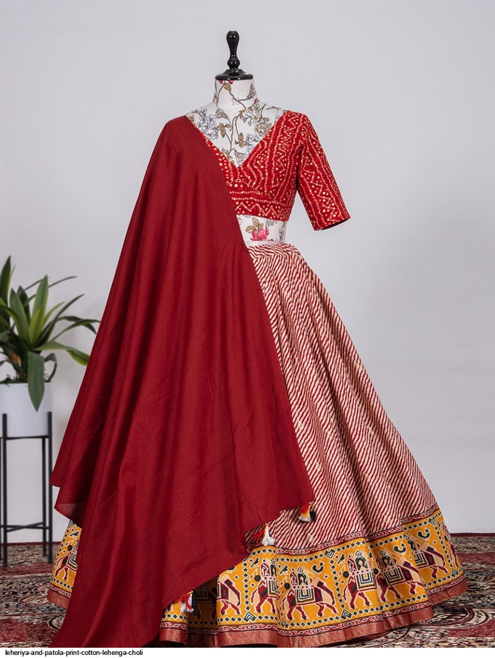 leheriya and patola print Cotton lehenga choli