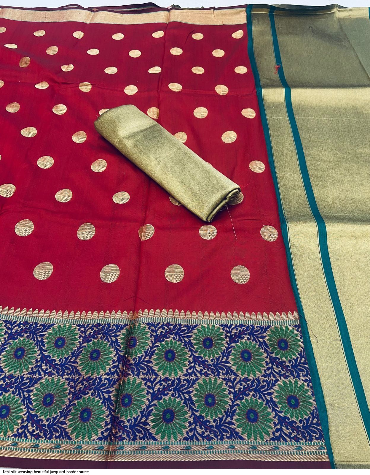 LICHI SILK WEAVING BEAUTIFUL JACQUARD BORDER SAREE