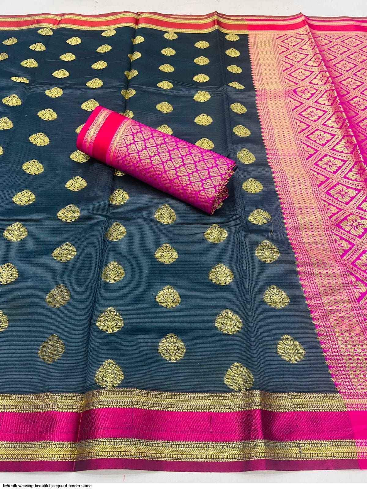 LICHI SILK WEAVING BEAUTIFUL JACQUARD BORDER SAREE