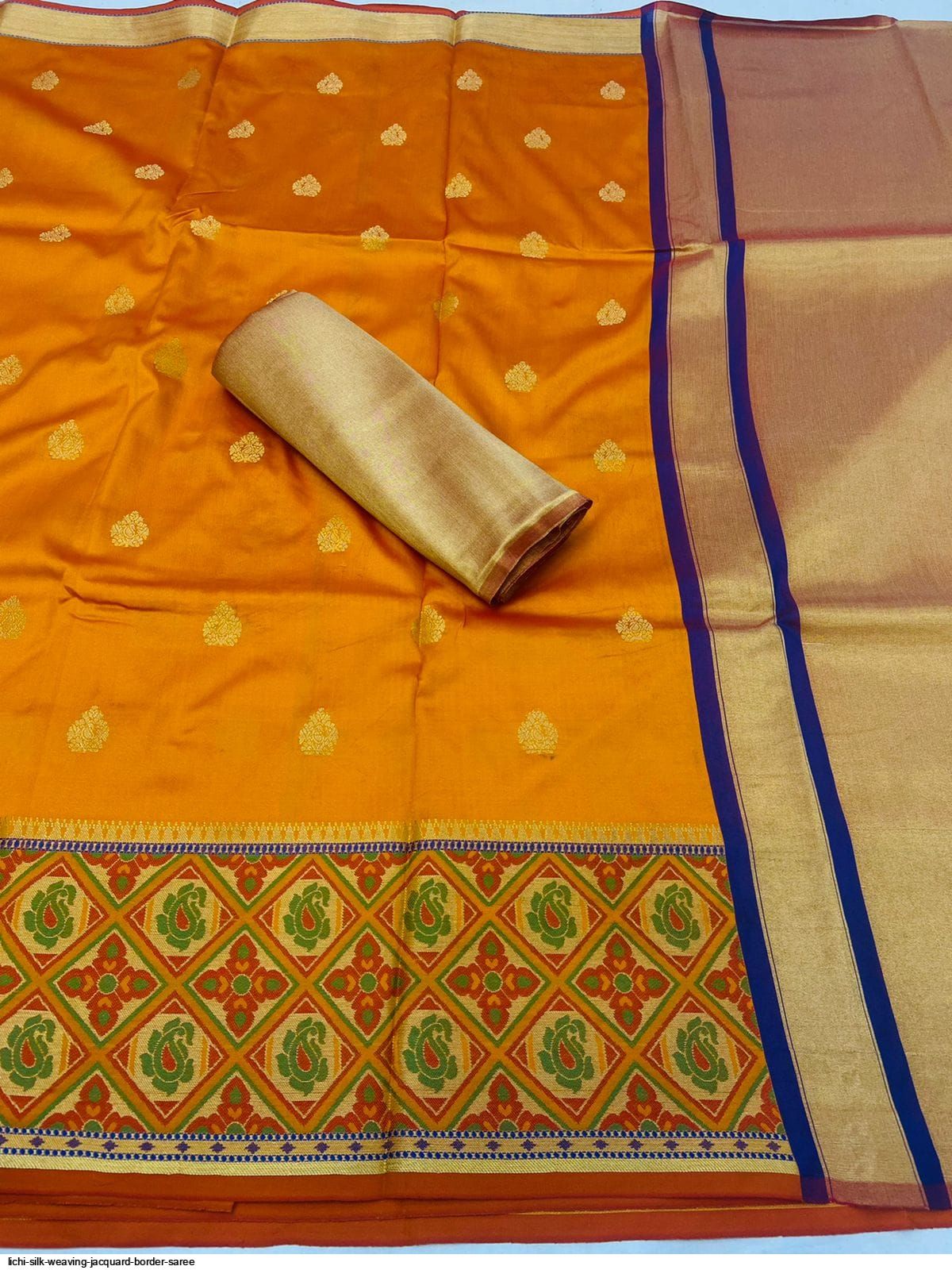 LICHI SILK WEAVING JACQUARD BORDER SAREE