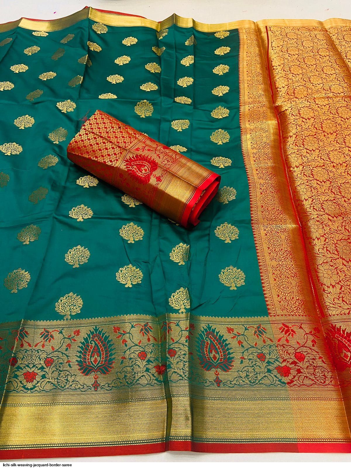 LICHI SILK WEAVING JACQUARD BORDER SAREE