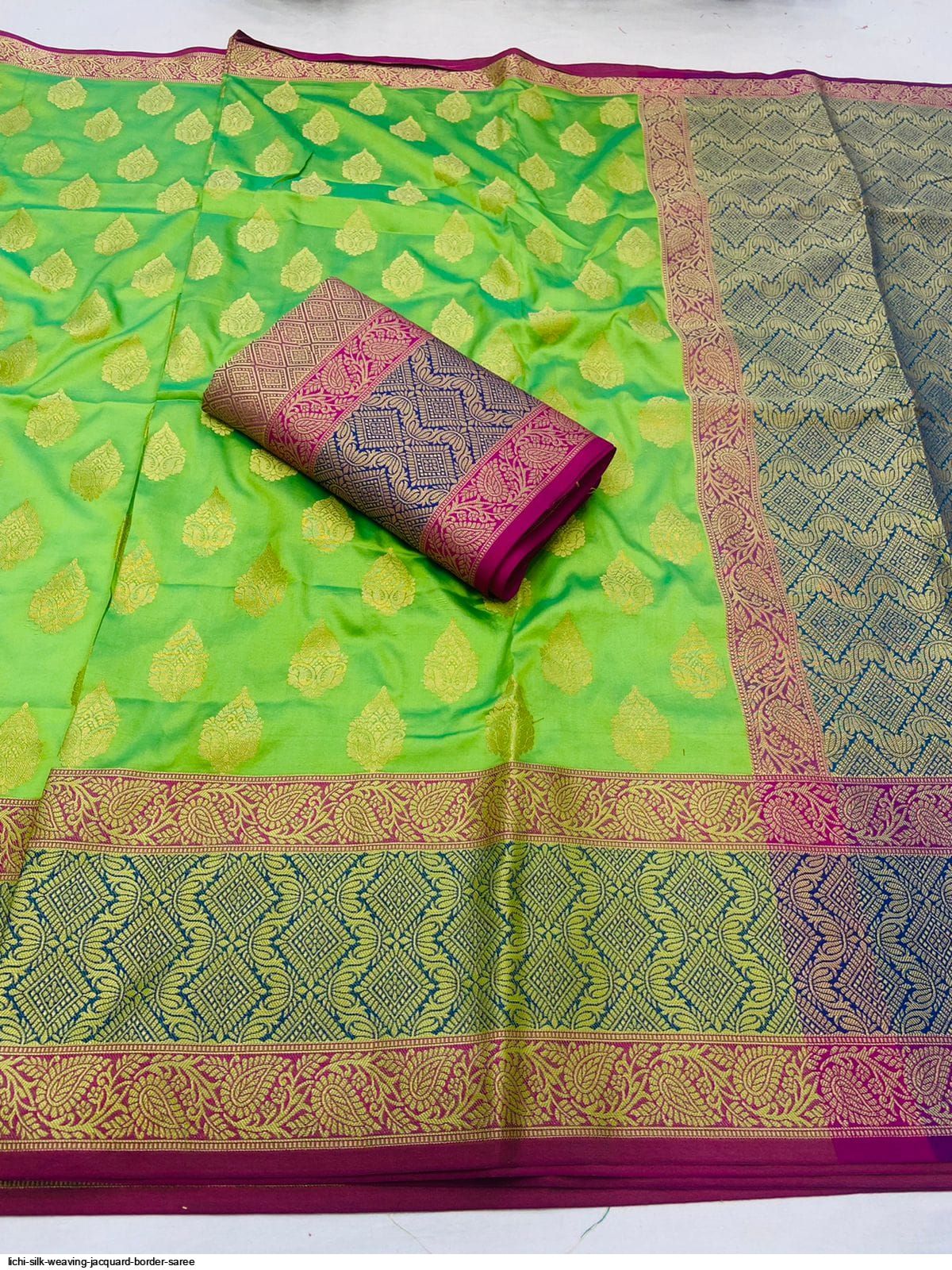 LICHI SILK WEAVING JACQUARD BORDER SAREE