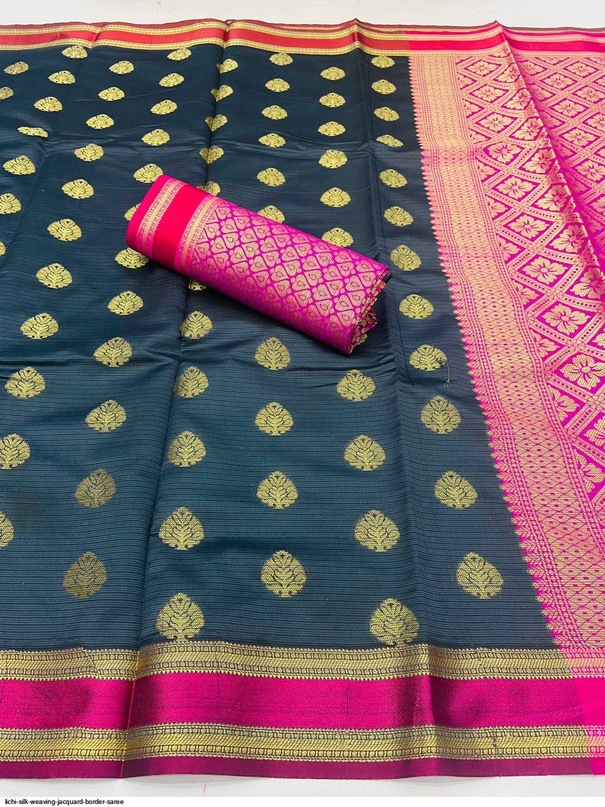 LICHI SILK WEAVING JACQUARD BORDER SAREE