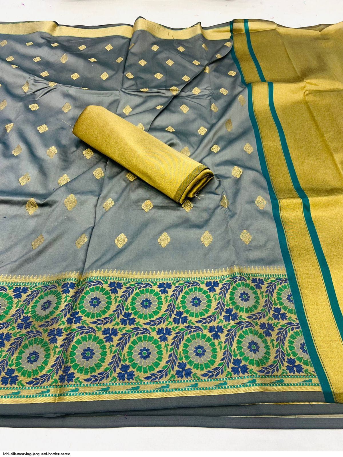 LICHI SILK WEAVING JACQUARD BORDER SAREE