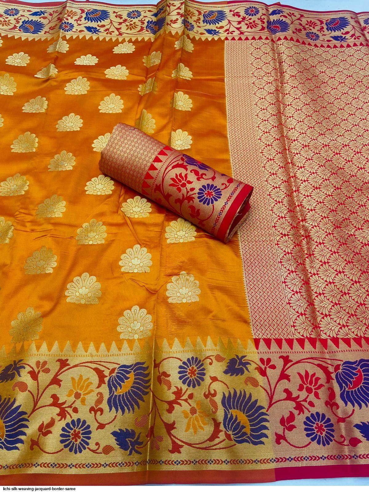 LICHI SILK WEAVING JACQUARD BORDER SAREE