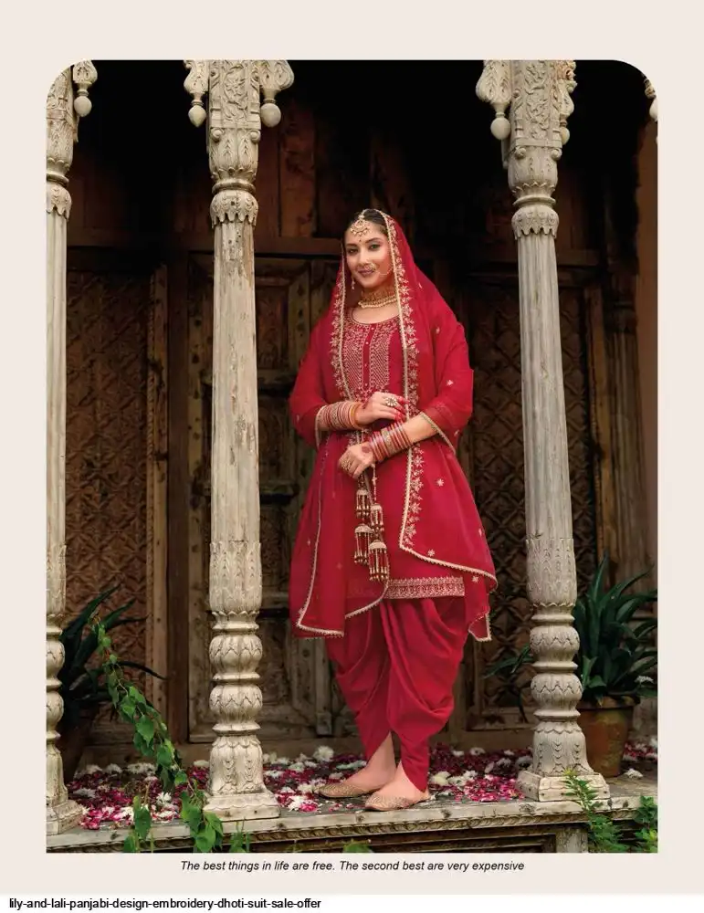 Lily And Lali Panjabi Design Embroidery Dhoti Suit sale offer