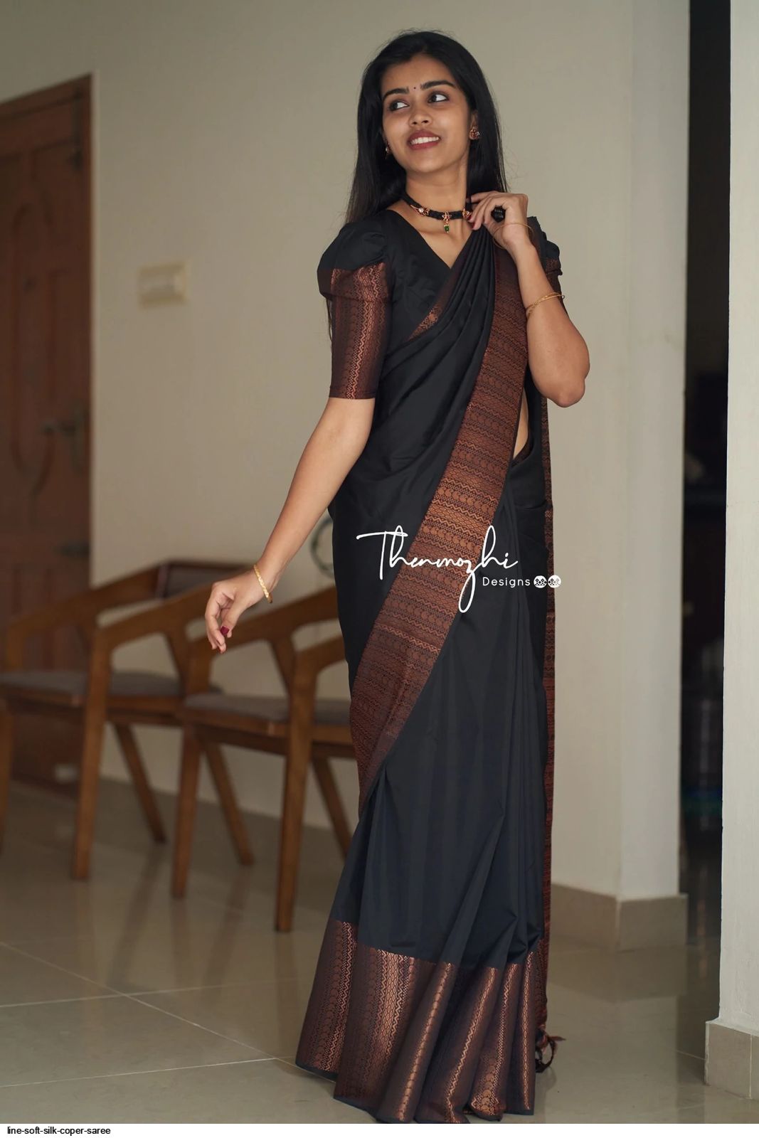 line soft silk coper SAREE