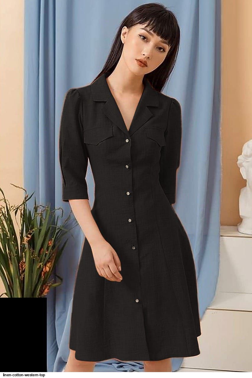 LINEN COTTON WESTERN TOP