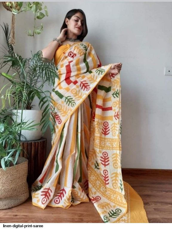 LINEN DIGITAL PRINT SAREE