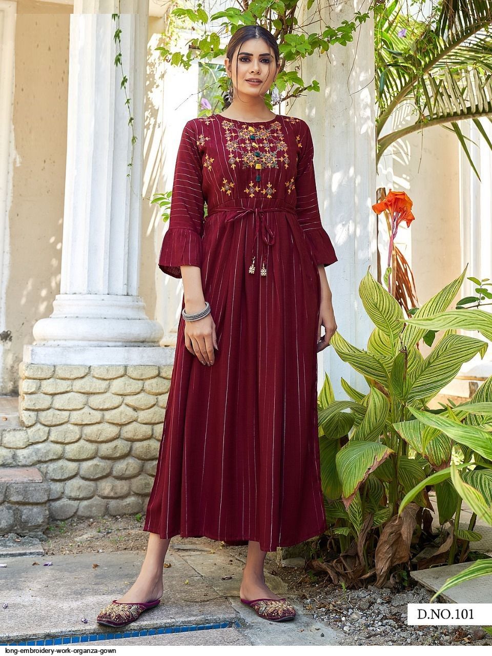 Long Embroidery work Organza gown