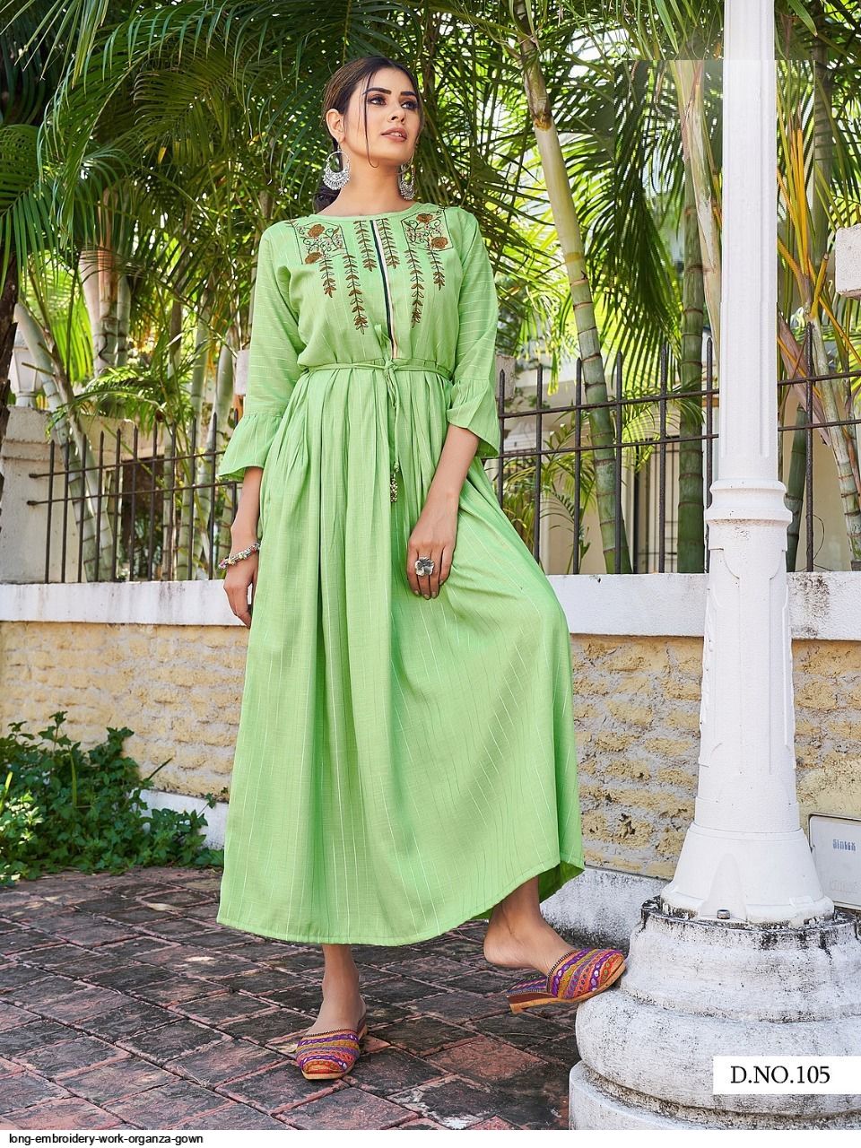 Long Embroidery work Organza gown