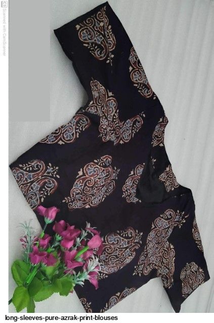 Long Sleeves Pure Azrak Print Blouses
