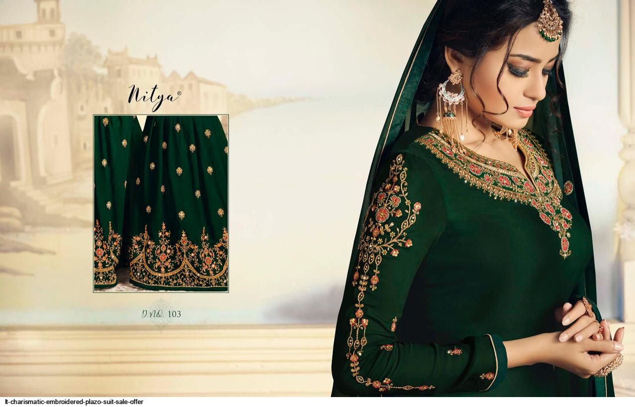 Lt Charismatic Embroidered Plazo Suit SALE OFFER