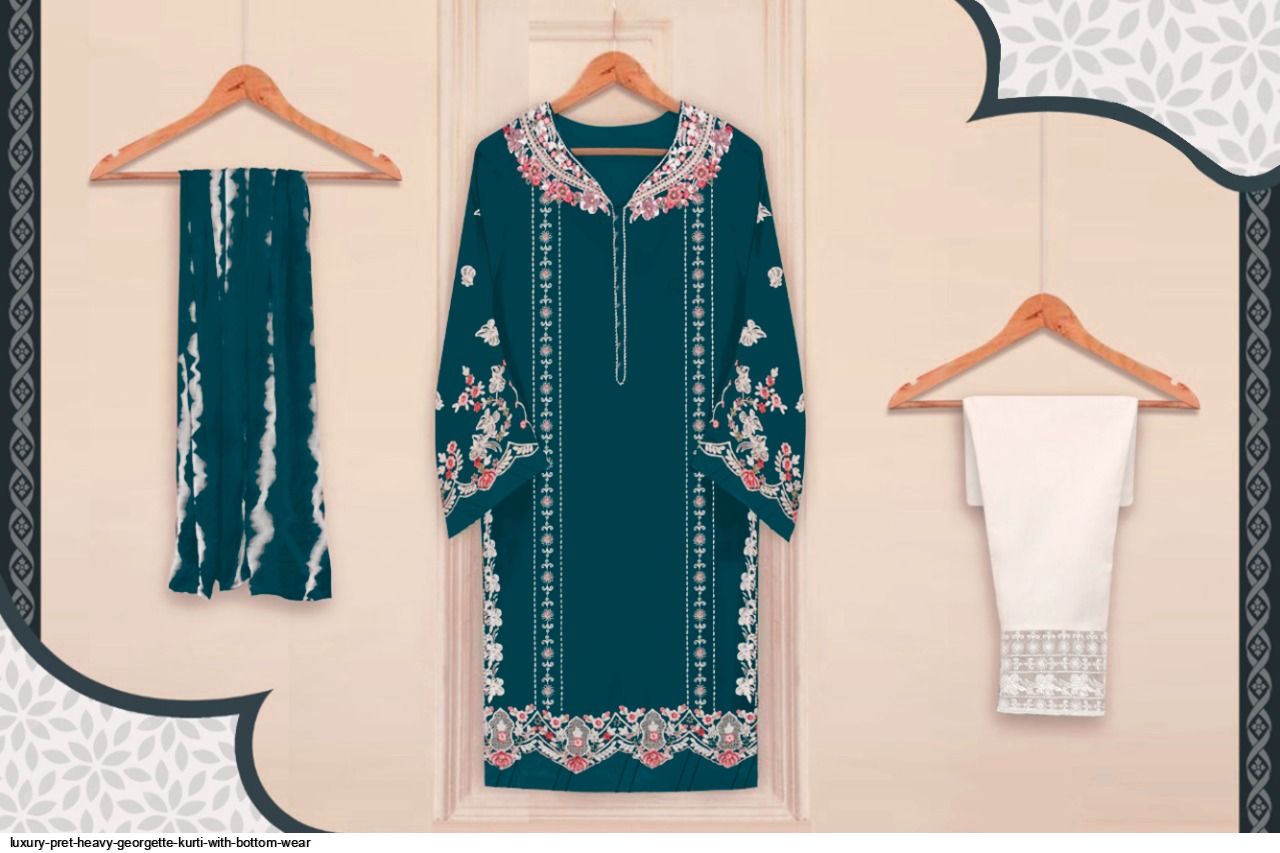 LUXURY PRET Heavy georgette kurti with bottom wear