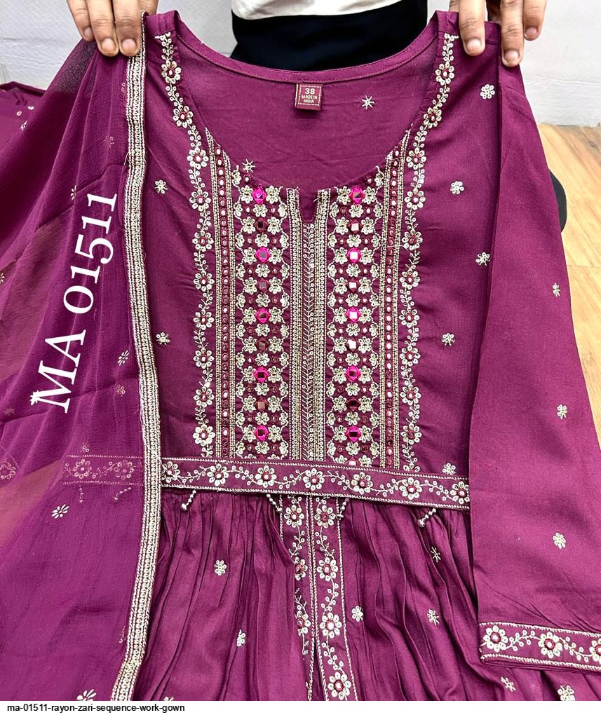 MA 01511 RAYON ZARI SEQUENCE WORK GOWN