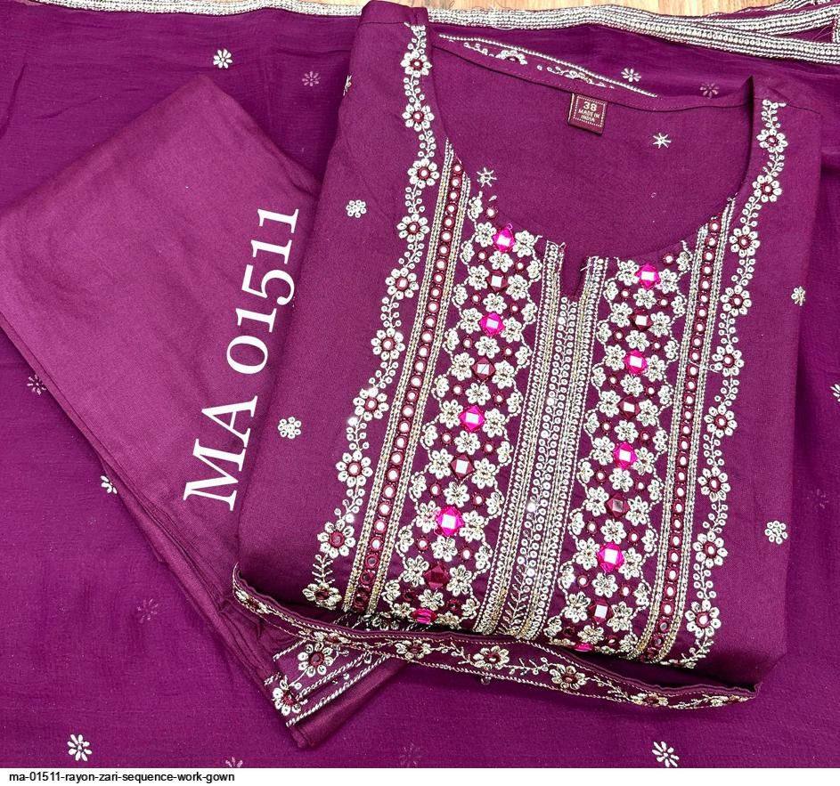 MA 01511 RAYON ZARI SEQUENCE WORK GOWN