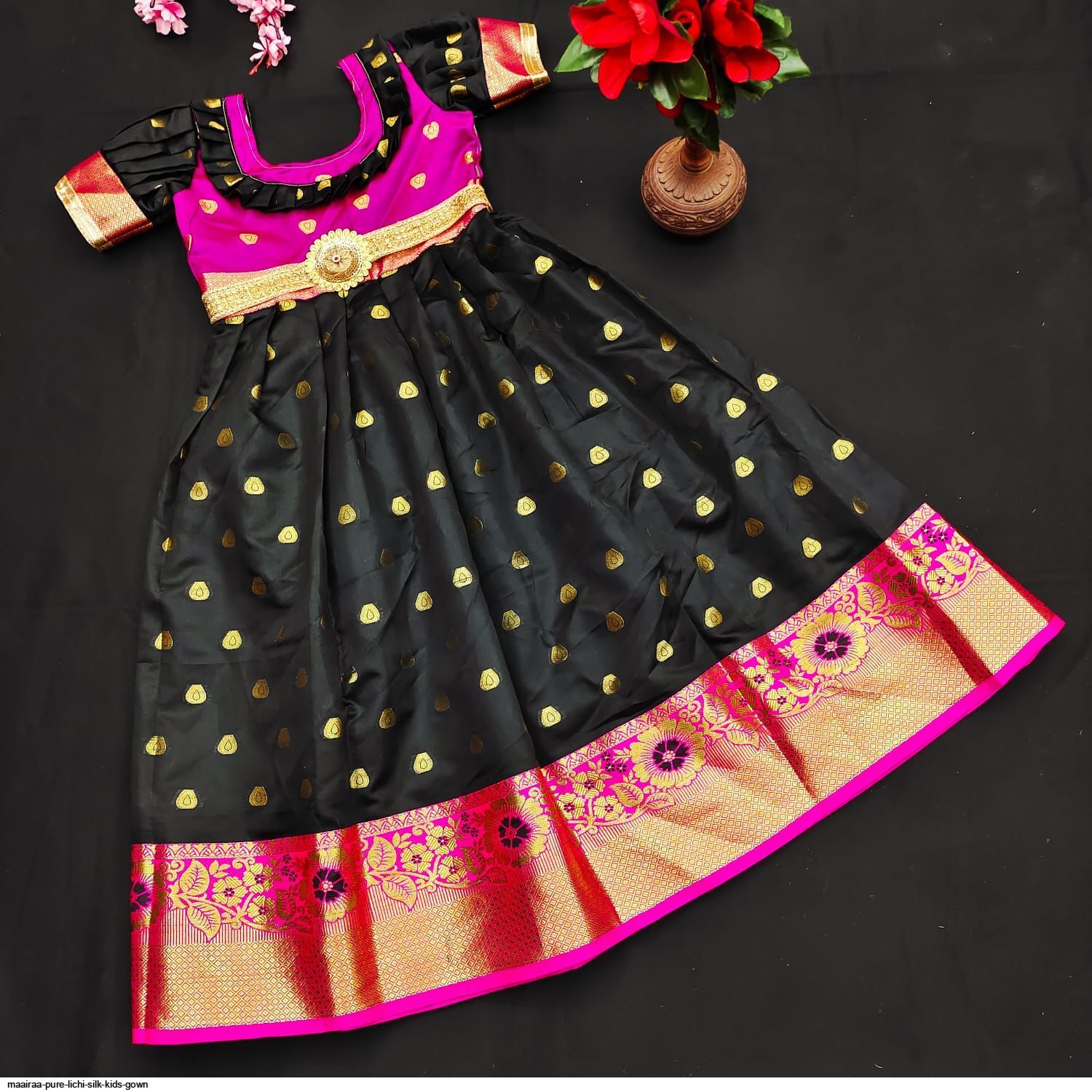 MAAIRAA PURE LICHI SILK KIDS GOWN