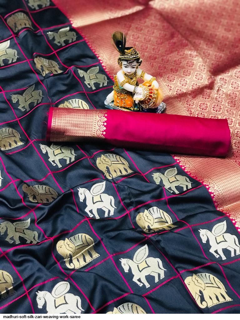 MADHURI SOFT SILK ZARI WEAVING WORK saree