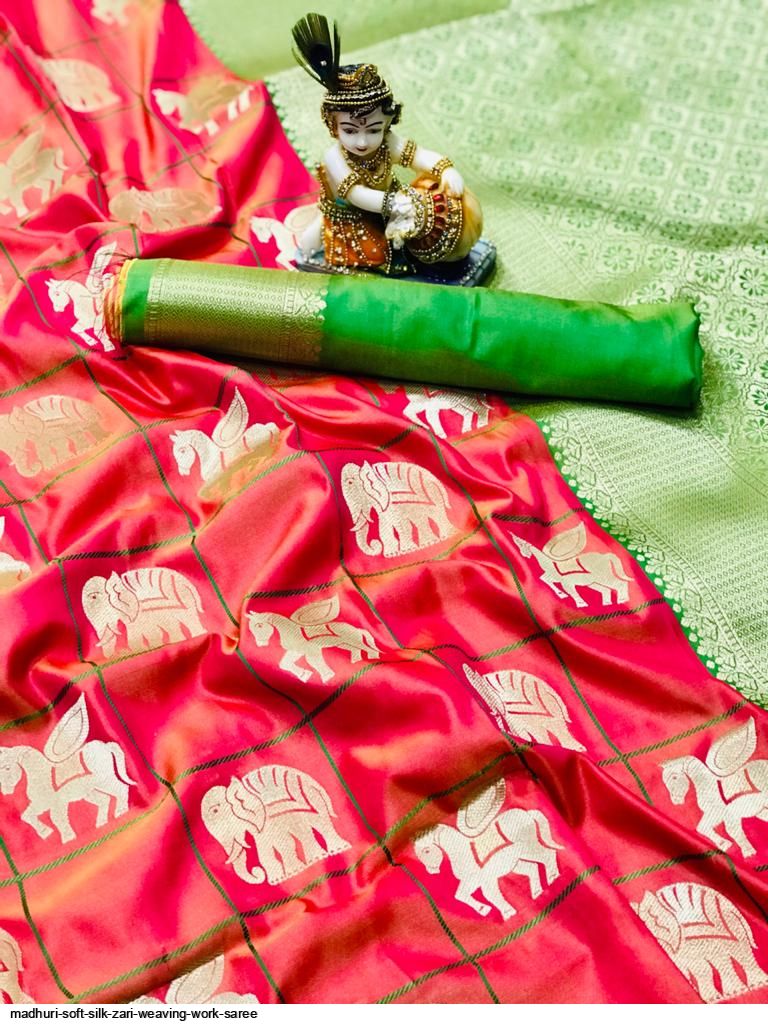 MADHURI SOFT SILK ZARI WEAVING WORK saree