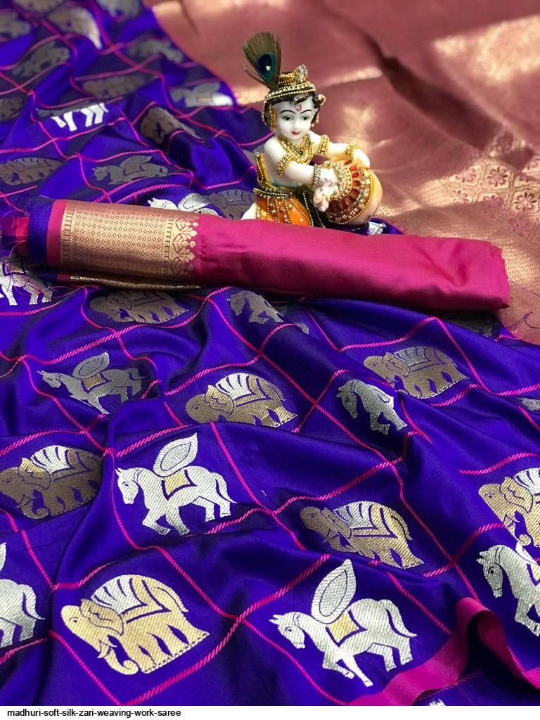 MADHURI SOFT SILK ZARI WEAVING WORK saree